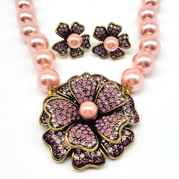 Heidi Daus | Jewelry | Heidi Daus Pink Pearl And Pink Diamond Swarovski ...